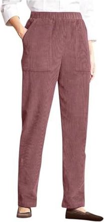 Generic Pantalon taille haute en velours côtelé pour femme, pantalon en velours côtelé à taille élastique avec poches, rose foncé, XL