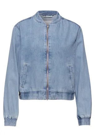Street One Blouson STREET ONE, Damen, Gr. 44, ultra bleach random washed, Denim/Jeans, Obermaterial: 100% Baumwolle, unifarben, l&auml;ssig geschnitten h&uuml;ftbedeckend,