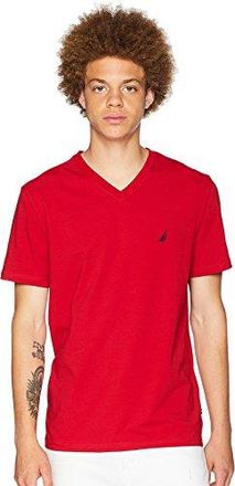 Nautica T-Shirt &agrave; Manches Courtes et col en V pour Homme, Nautica Rouge, L