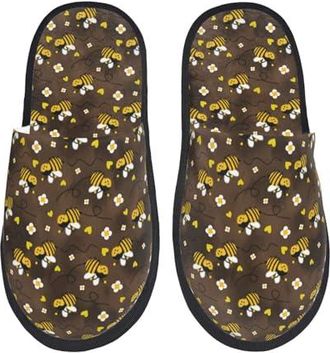 Generic Chaussons Femme Homme Imprim&eacute; Abeilles Volantes Et Poilues House Chaussures Confort Doux Chaude Pantoufles, Pour Hommes, Femmes, Mariage, M