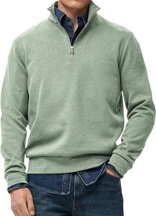 Generic Pull &agrave; col roul&eacute; pour homme - Sans capuche - Demi-fermeture &eacute;clair - Couleur unie - Pull d&eacute;contract&eacute; - Printemps - Automne - Manches longues - Col mon