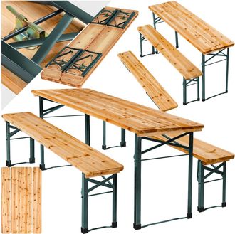 TecTake Bierzeltgarnitur klappbar, Biertisch Klapptisch mit 2X Bierbank, Gartenm&ouml;bel Set, Camping Zubeh&ouml;r, Klapptisch Esstisch, Camping Tisch faltbar, Balkont