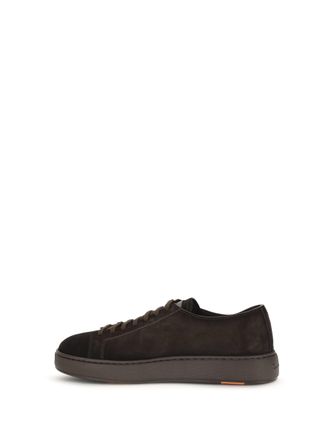 Santoni Mens Suede Sneakers Dark Brown Trainers