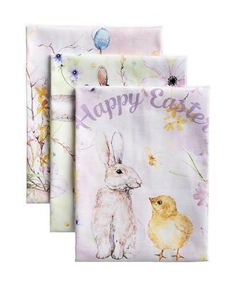 Maison d'Hermine Lot de 3 torchons de cuisine 100 % coton r&eacute;utilisables absorbants avec boucle de suspension pour cuisine, maison, salle &agrave; manger, cocktails, printemps