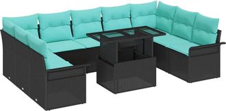 vidaXL Set Divano Da Giardino 10 Pz Nero Rattan In Polipropilene Vidaxl