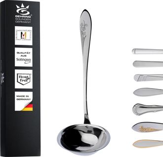 Gehring Gehring Solingen Flower Suppensch&ouml;pfer I Suppenkelle aus Edelstahl 18/10 I So&szlig;enkelle I sp&uuml;lmaschinengeeignet I Made in Germany