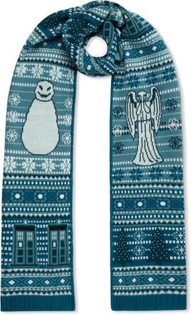 Doctor Who Geschenke - Offizieller Dr Who Weihnachtsschal mit TARDIS, weinenden Engeln und Schneem&auml;nnern - Offizielles BBC-Merchandise