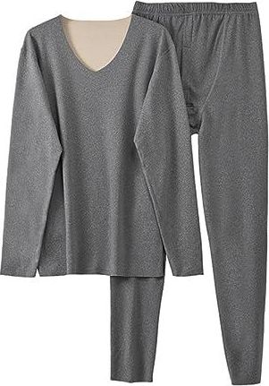 Generic Sous-v&ecirc;tement thermique pour homme - Col en V confortable - Manches longues - Avec cale&ccedil;on long - Couche de base thermique pour sports de plein air - 