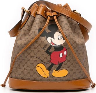 Gucci Hobo Bags - Micro GG Supreme Mickey Mouse Bucket Bag - Gr. unisize - in Braun - f&uuml;r Damen