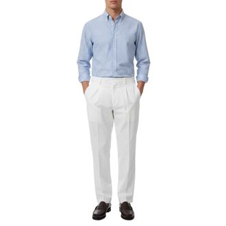 BRIGLIA 1949 Homme, Pantalons, Blanc, Taille: XL Pantalon chino en coton et soie stretch avec pinces