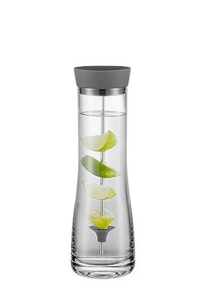 Blomus Carafe à eau -DRIWA- | en verre, 1 litre | carafe en verre avec bec verseur sur le couvercle et pique à fruits | Gris Foncé