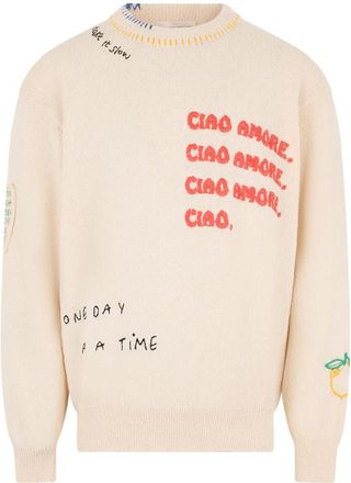 Roberto Collina Homme, Pulls, Beige, Taille: M Pull brod&eacute;