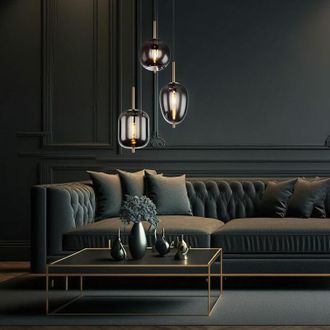 Globo Lighting H&auml;ngelampe Pendelleuchte Glas 3 flammig Lampenschirm Glas Wohnzimmerlampe Messing, Metall Glas messingfarbig, 3x E14 Fassungen, DxH 46x120 cm