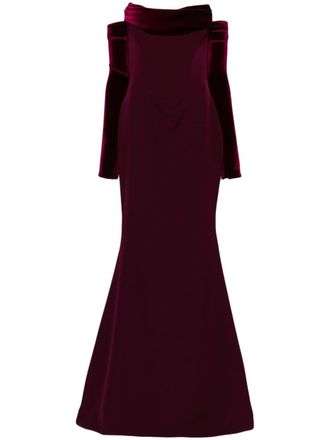 Rhea Costa robe longue Raven en cr&ecirc;pe - Rouge