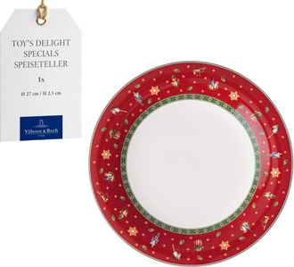 Villeroy & Boch Toys Delight Specials Speiseteller Rot, Spülmaschinenfest, Mikrowellensicher, Großer Teller, Geschirr, Essteller, Weihnachtsgeschirr Toys, Premium Por