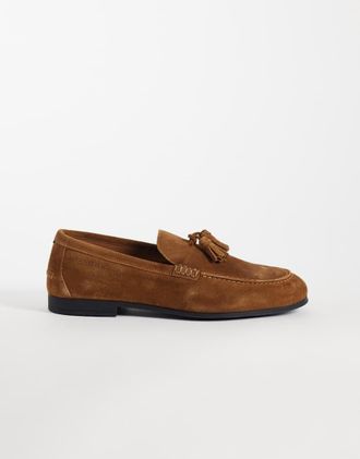 Tommy Hilfiger Loafer aus flexiblem Wildleder in Ingwerbraun mit Quasten
