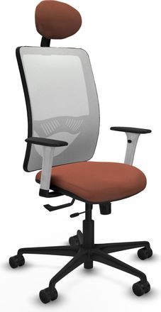 Piqueras y Crespo Schreibtischstuhl Zulema in Beige und Wei&szlig;, mit schwarzen und wei&szlig;en Armlehnen, h&ouml;henverstellbarer Lendenwirbelst&uuml;tze und festem Kopfteil, ausgestatte