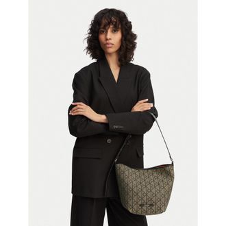 Calvin Klein Handtasche Calvin Klein Emblem Aop Jacquard Tote W/Pouch LV04F3535G Khakifarben