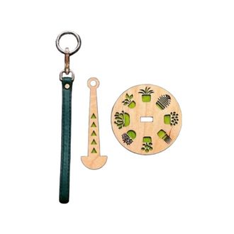 Generic DIY-Garnhalter, Holzwerkzeuge, H&auml;kelzubeh&ouml;r mit Handschlaufe, Wollkn&auml;uelwickler und tragbarer Strickgarn-Organizer(Grass)