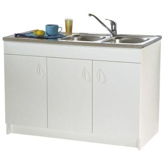 Neova Meuble sous-&eacute;vier PROGRES 19H HYDROFUGE m&eacute;lamin&eacute; blanc 3 Portes - 120cm - N&eacute;ova