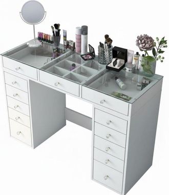 Dmora Kommode Aldara, 13 Schubladen, 44,5x120x79,8h cm Wei&szlig;