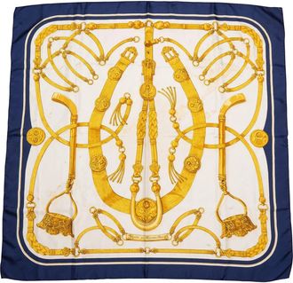 Herm&egrave;s T&uuml;cher & Schals - Hermes Classic Gaucho Silk Carre 90 Scarf Tuch - Gr. unisize - in Blau - f&uuml;r Damen