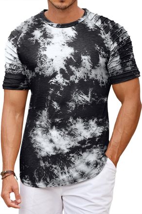 Coofandy Herren T-Shirt Kurzarm Rundhals Sport Tshirts Raglanärmel Muscleshirt Gym Funktionsshirt Sommer Oberteile Basic Tee Blau XXL