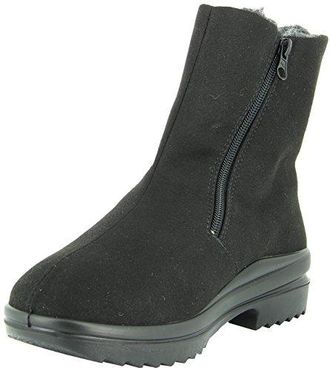 Florett Ina 46451 Bottines dhiver pour femme Doublure en pure laine vierge Largeur K pour pieds complets Double fermeture éclair pour un enfilage facile, Noir