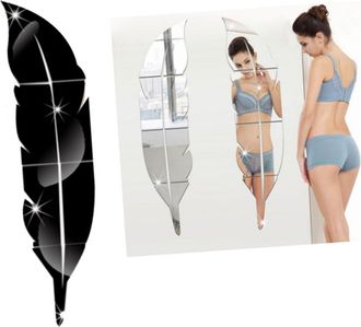 Frcolor Stereoskopischer Spiegel in Federform Selbstklebend Acryl Kleiner Wandspiegel Geruchsfrei Sicher Für Wohnzimmer Küche Büro Einfach Anbringen Leicht En