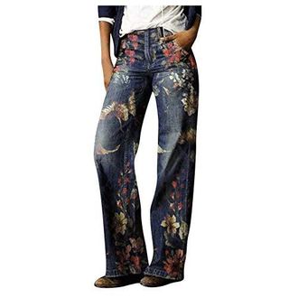 Generic Pantalon hippie pour femme des ann&eacute;es 70 - Pantalon &eacute;vas&eacute; en jean hippie des ann&eacute;es 70 - Pantalon en jean extensible - Pantalon de jazz - Grandes tail
