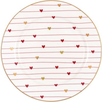 Green Gate Teller KLEIN Grace Weiß mit Herzen in Rot und Gold 15 cm Dessertteller