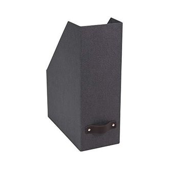 Bigso Box of Sweden trieur pour journaux, magazines et dossiers - organiseur pratique en panneau de fibres et papier effet lin - porte-journaux stable avec poign&eacute;e - noir