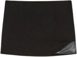 Patrizia Pepe Mini-jupe en viscose &agrave; d&eacute;tails pliss&eacute;s - Femme - Jupes - Noir - Taille: 38 FR