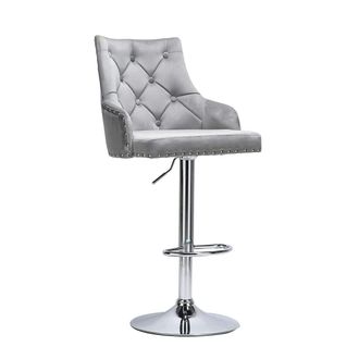 Generic Moderner Samt-Barhocker, h&ouml;henverstellbar, mit verchromtem Fu&szlig;kreuz und Fu&szlig;st&uuml;tze - Rosa Drehbarer Fr&uuml;hst&uuml;cksstuhl f&uuml;r K&uuml;che, Esszimmer und Zuhause