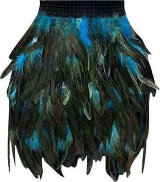 Generic Jupe à plumes pour femme - Style gothique - Faux paon - Jupe à plumes - Pour carnaval, fête, festival - Mode mi-corps - Jupe courte à plumes - Pour fe