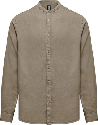 Bomboogie Homme, Chemises, Beige, Taille: S Chemise en lin flamm&eacute; coupe droite