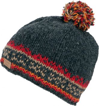 Guru Shop Bommelm&uuml;tzel aus Nepal, M&uuml;tze aus Schurwolle, Winterm&uuml;tze - Dunkelgrau/rot, Herren/Damen, Synthetisch