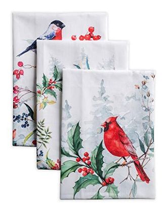 Maison d'Hermine Maison dHermine Morzine Lot de 3 torchons de cuisine multi-usages doux et absorbants 100 % coton - 50 x 70 cm