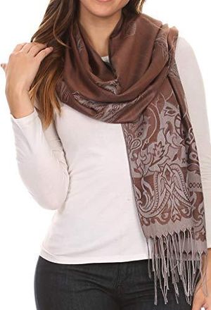 Sakkas 16117 - Reiley long et large imprimé floral patterened Fringe Pashmina Shawl/Scarf - Navy/Brown - OS