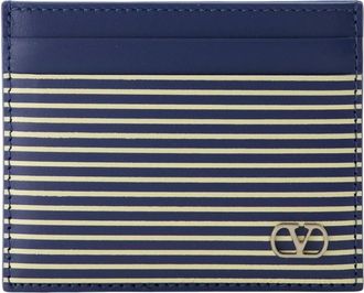 Valentino Garavani Homme, Accessoires, Bleu, Taille: ONE Size Vlogo Striped Cardholder