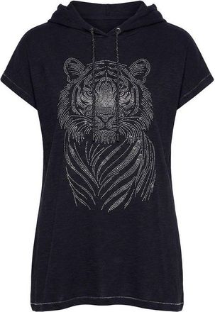 Angel Of Style T-Shirt T-Shirt Komfort Fit Kapuze Glitzersteinchen-Tiger