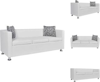 vidaXL Sofa 3-Sitzer Kunstleder Wei&szlig; - 3-Sitzer Sofa - Couch - Wohnzimmersofa - Ledercouch - Wei&szlig;er Sofa