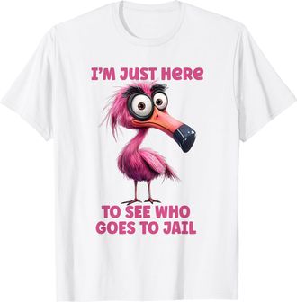 BDAZ Lustiger Flamingo Ich Bin nur Hier, um zu sehen, wer ins Gef&auml;ngnis geht T-Shirt