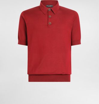 Dolce & Gabbana Polohemd Aus Glatter Seide - Mann Strickwaren Bordeaux 46