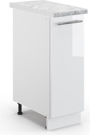 Vicco Apothekerschrank Fame-Line, Weiß Hochglanz/Weiß, 30 cm, AP Marmor