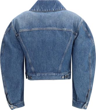 Givenchy Logo-Embroidered Denim Crop Jacket - Blue