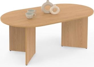 IDMarket Table Basse Ovale Marthe 110 cm Bois fa&ccedil;on h&ecirc;tre