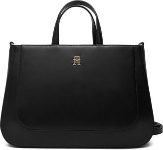 Tommy Hilfiger Handtasche Tommy Hilfiger Th Glam Satchel AW0AW18145 Schwarz