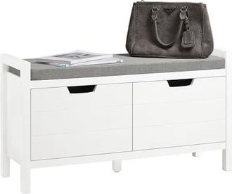 SoBuy Meuble Chaussure Banc Chaussures Entrée - Banc à Chaussures avec Rangement Fermé, Coussin Rembourré, Haute Capacité 150kg - Rangement Chaussures Desig