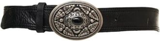 Campomaggi Gürtel - Hammered Leather Belt With Ornate Silver Buckle - Gr. 85 - in Schwarz - für Damen